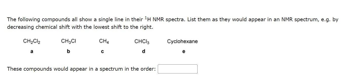 Solved The following compounds all show a single line in | Chegg.com