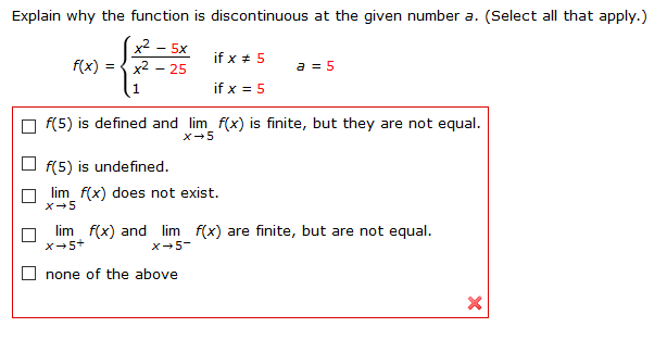 Solved Explain Why The Function Is Discontinuous At The