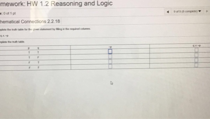 Solved mework: HW 1.2 Reasoning and Logic e: 0 of 1 pt | Chegg.com