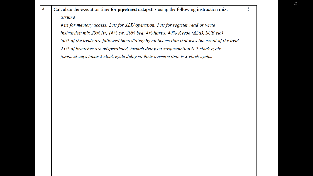 Solved Calculate the execution time for pipelined datapaths | Chegg.com