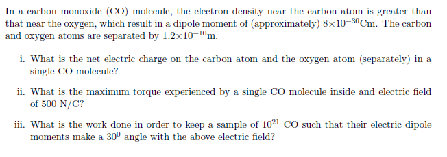 Solved In a carbon monoxide (CO) molecule, the electron | Chegg.com