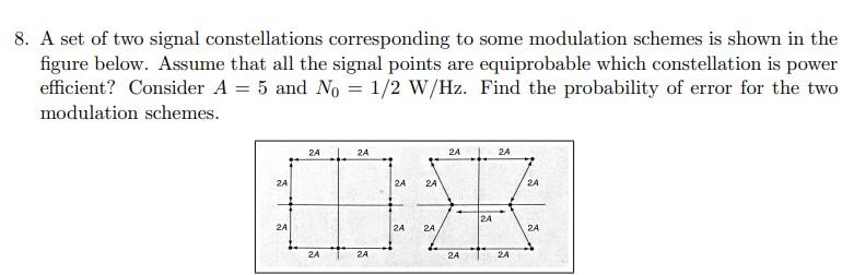 Solved 8. A set of two signal constellations corresponding | Chegg.com