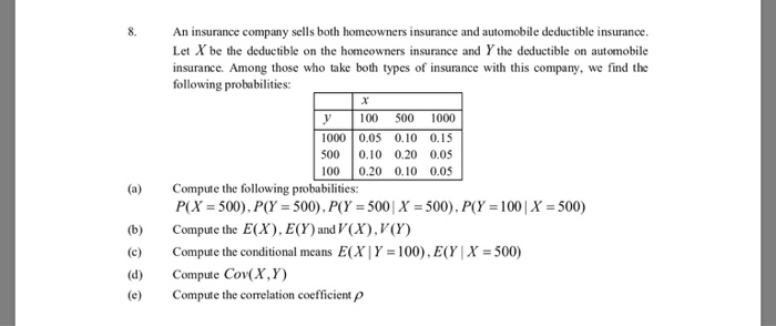 Solved 8. An insurance company sells both homeowners | Chegg.com