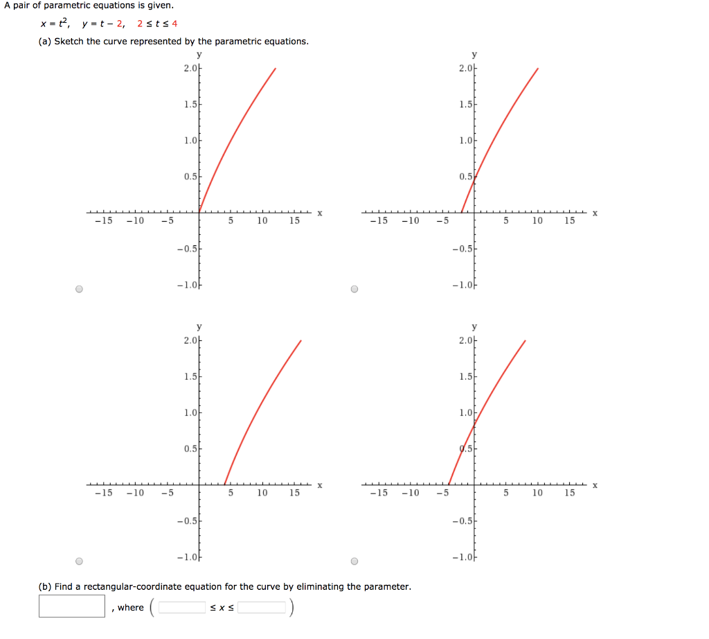 Solved A Pair Of Parametric Equations Is Given X 1 Y