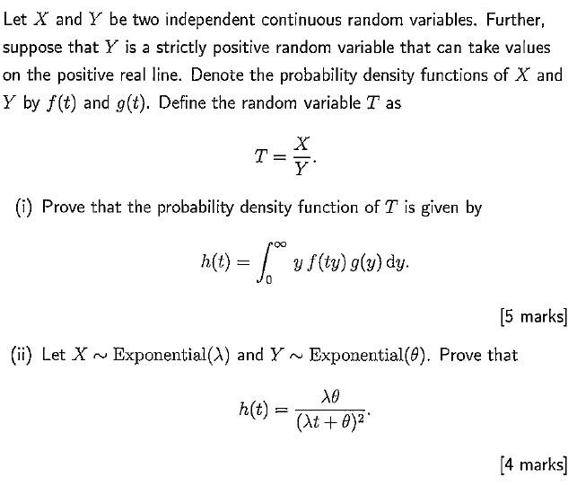 Solved Let X and Y be two independent continuous random | Chegg.com