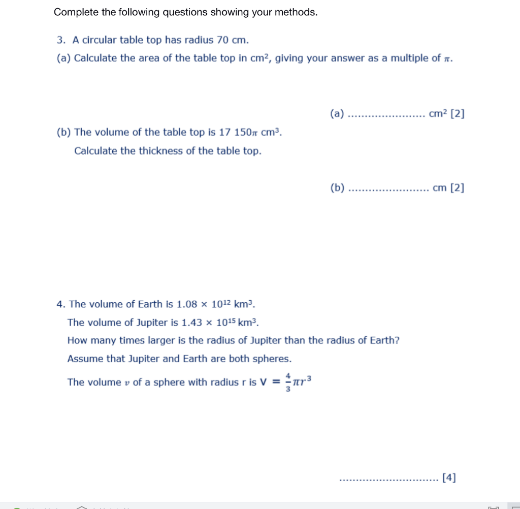 Solved Complete the following questions showing your | Chegg.com