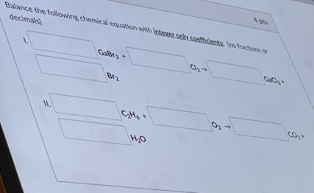 Solved Balance the following chemical equation with integer | Chegg.com