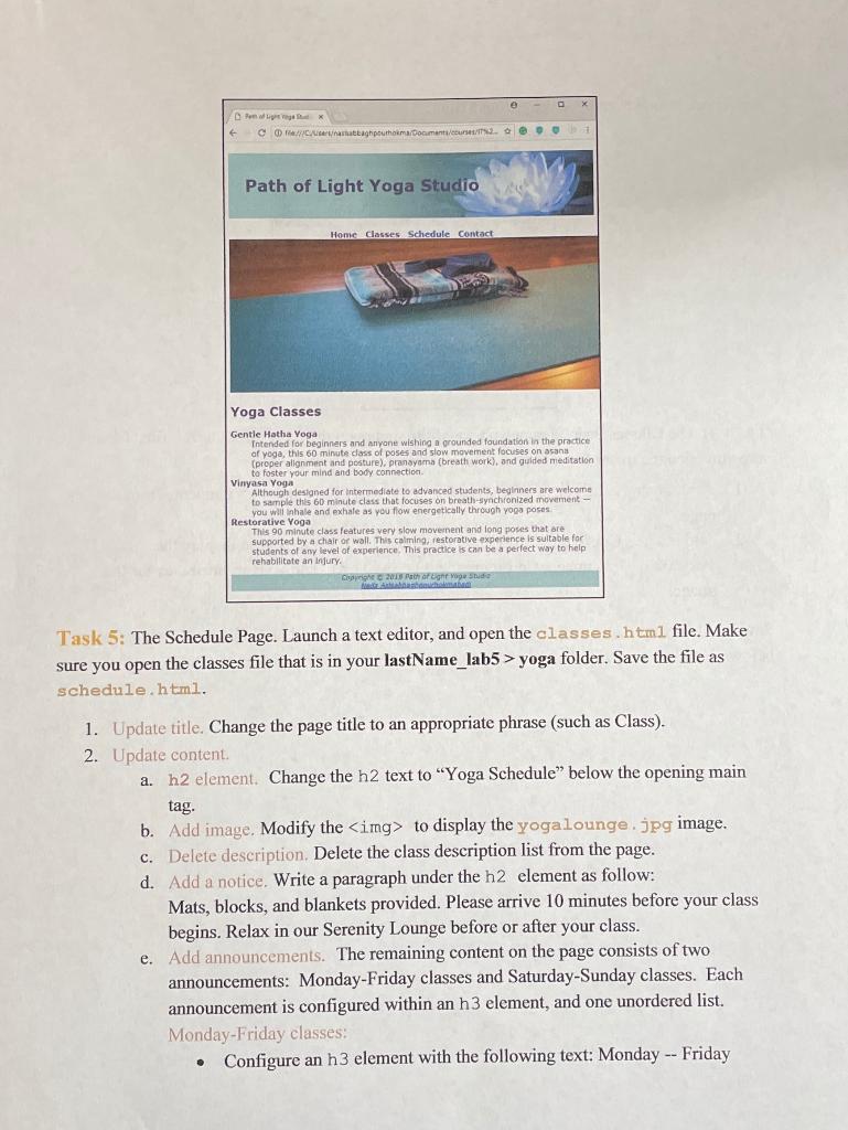 Solved Lab 5-Path of Light Yoga Studio I'm on task 4 and | Chegg.com