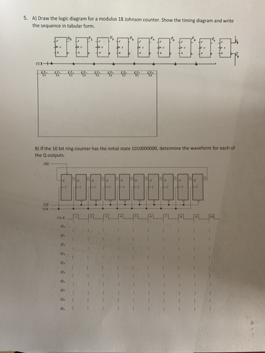 Solved S. A) Draw the logic diagram for a modulus 18 Johnson | Chegg.com