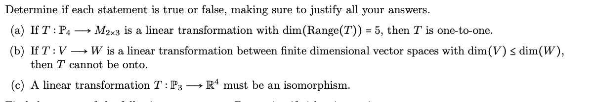 Solved Determine if each statement is true or false, making | Chegg.com