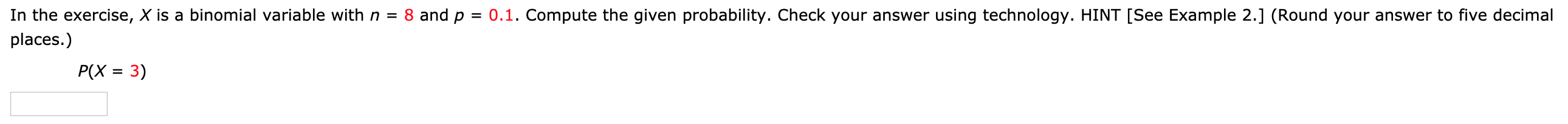 Solved In the exercise, X is a binomial variable with n = 8 | Chegg.com