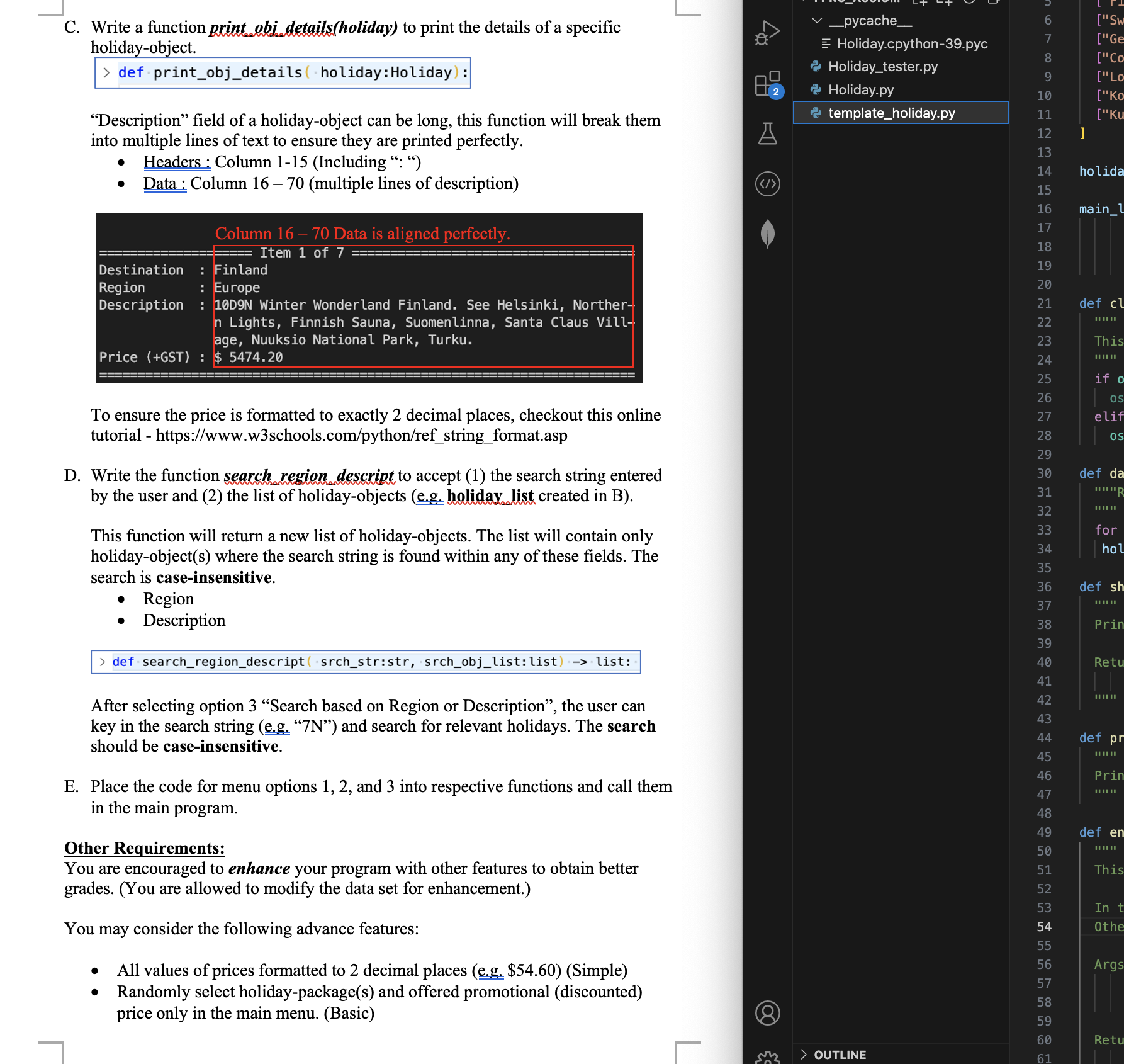 Solved Holiday_tester.py template_holiday.py >⊗ | Chegg.com