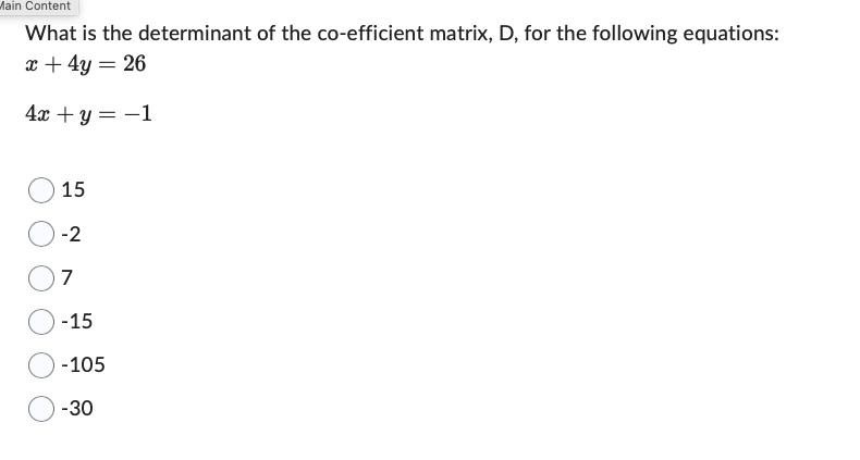 Solved What is the determinant of the x co-efficient matrix, | Chegg.com