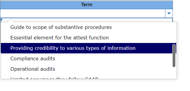 Solved Select the term from the dropdowns provided which is | Chegg.com