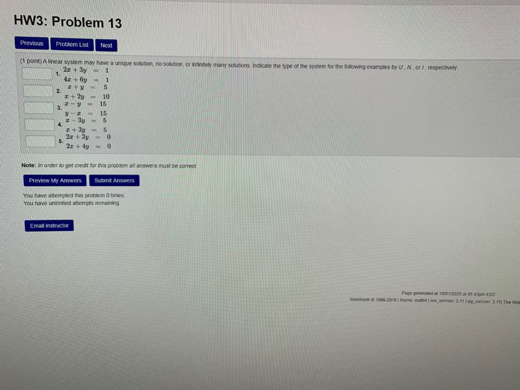 Solved HW3: Problem 13 Previous Problem List Next 1 + 2y (1 | Chegg.com