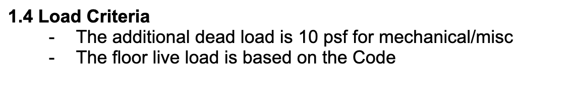 1.4 Load Criteria The additional dead load is 10 | Chegg.com