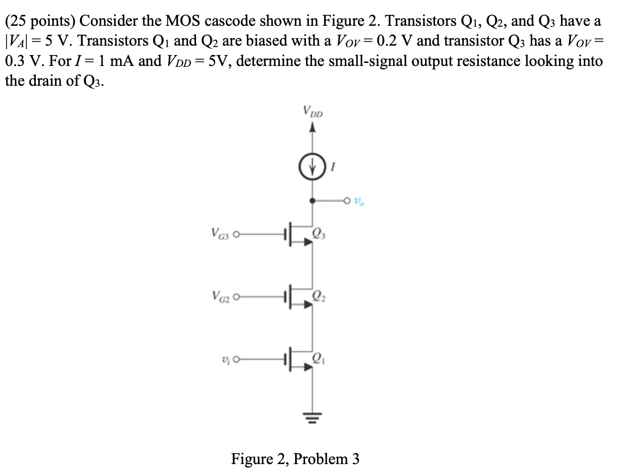 Solved (25 points) Consider the MOS cascode shown in Figure | Chegg.com