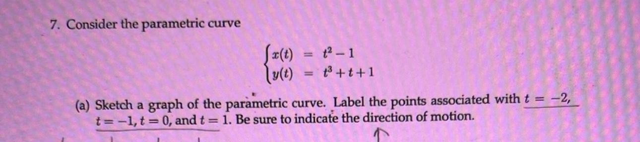 Solved 7. Consider the parametric curve | Chegg.com