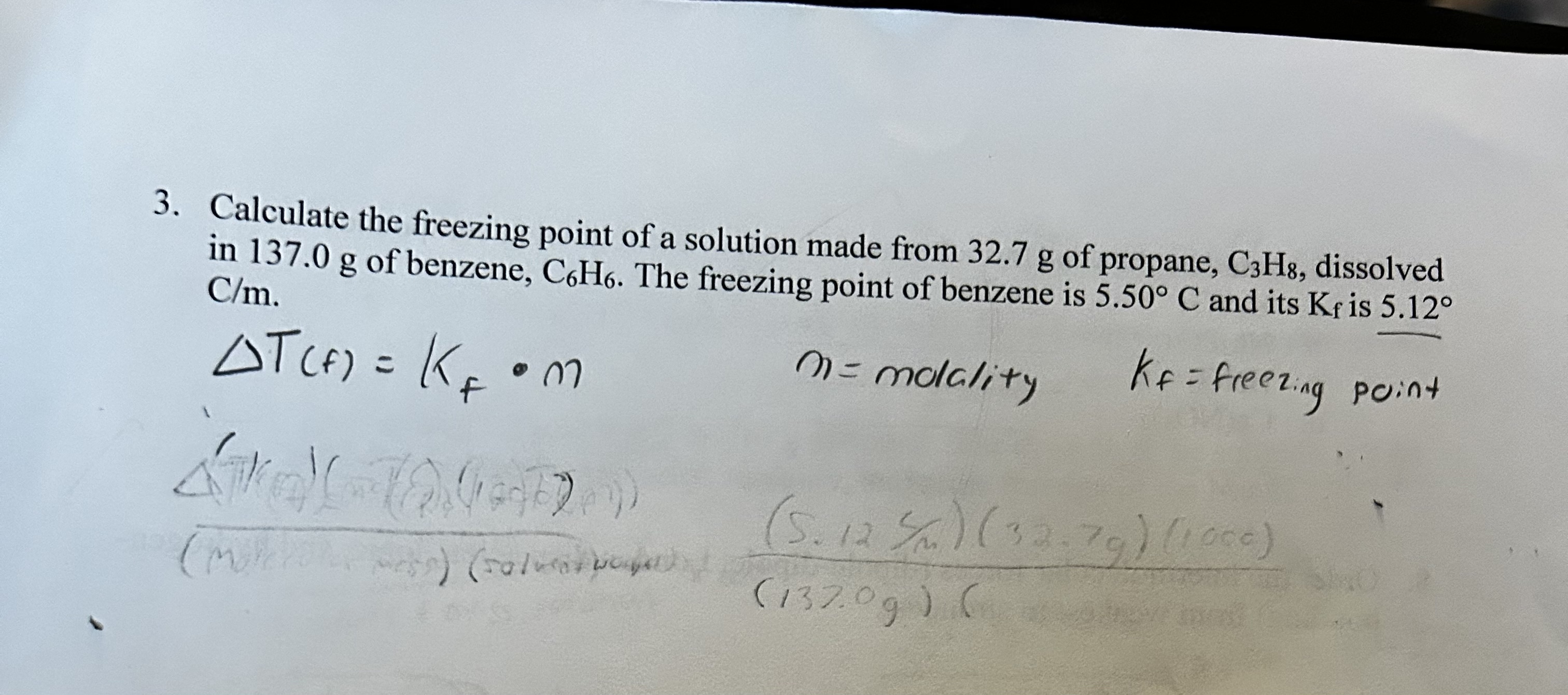 Solved Calculate the freezing point of a solution made from | Chegg.com