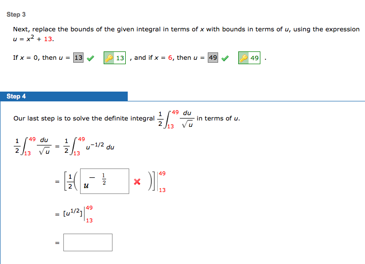 Solved Step 3 Next, replace the bounds of the given integral | Chegg.com