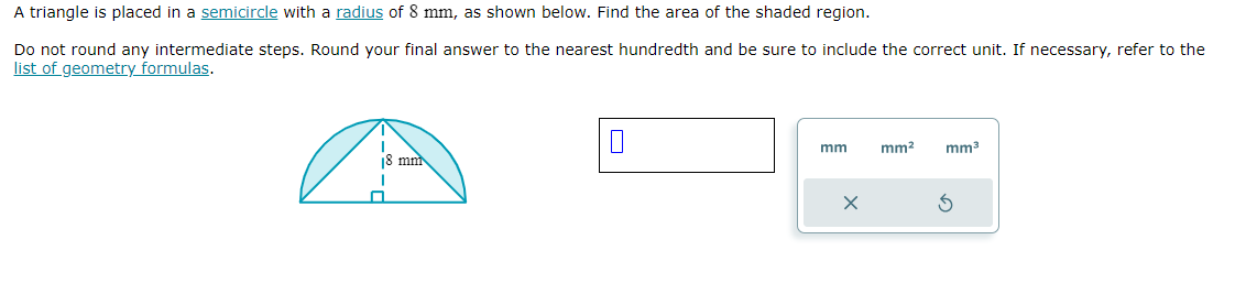 Solved A triangle is placed in a semicircle with a radius of | Chegg.com