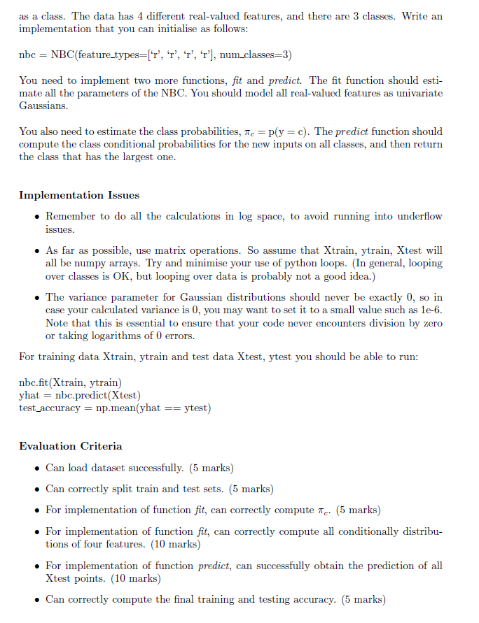 Solved You need to implement NBC on the Iris dataset. You | Chegg.com