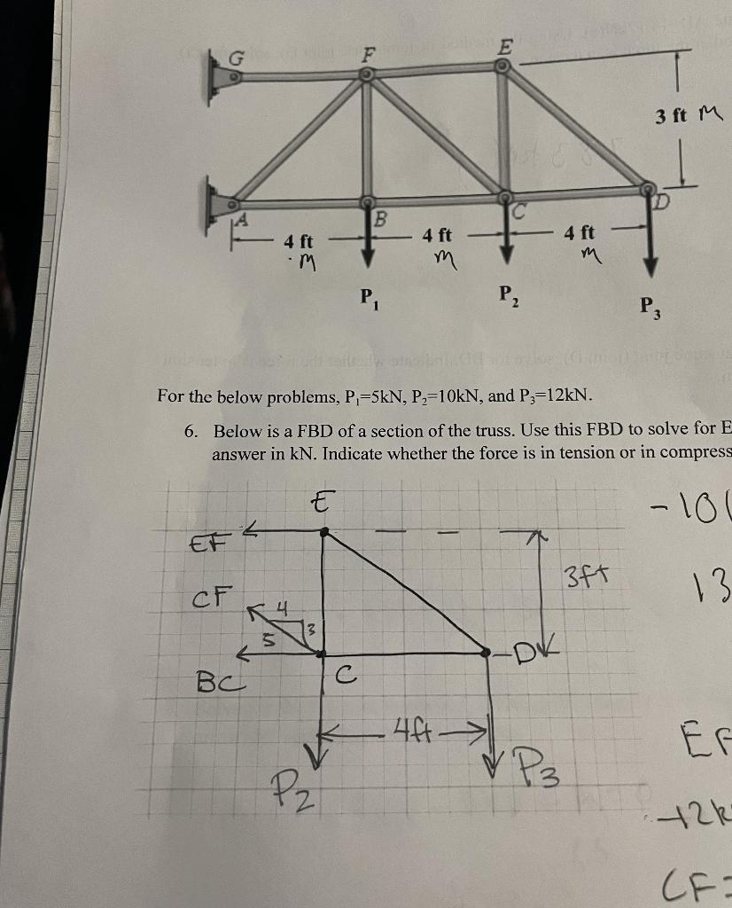 Solved For the below problems, P1=5kN,P2=10kN, and P3=12kN. | Chegg.com