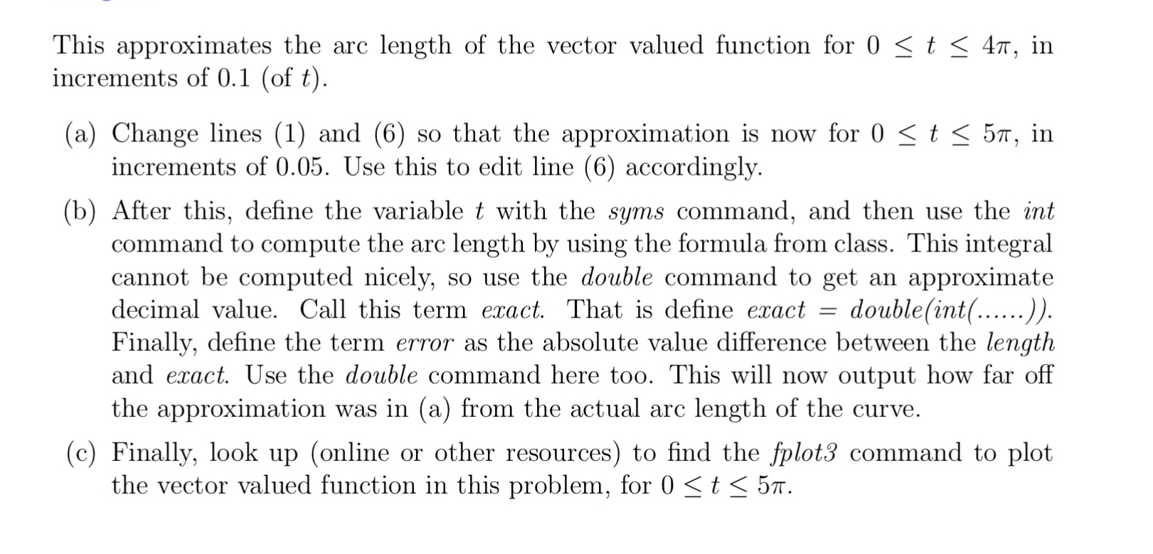 Solved Can someone help me with this CAL 3 MATLAB | Chegg.com