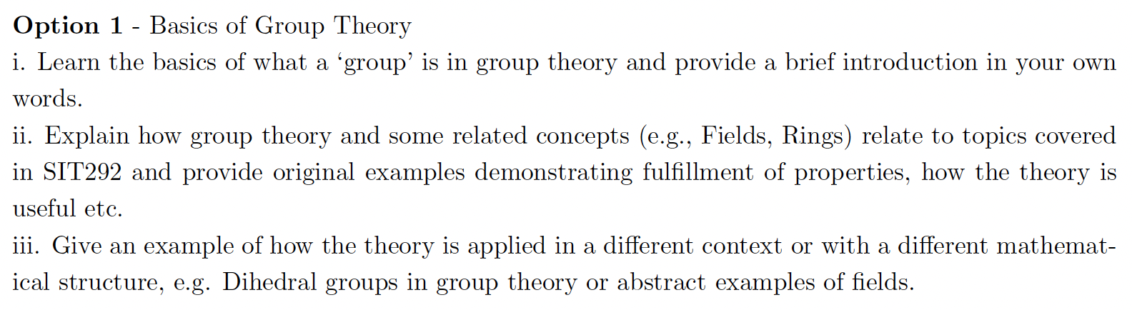 Solved Option 1 - Basics of Group Theory i. Learn the basics | Chegg.com