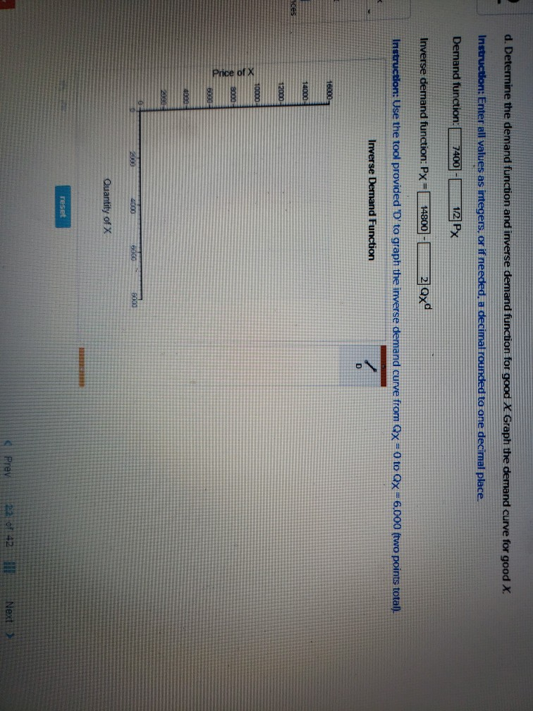 d. Determine the demand function and inverse demand | Chegg.com