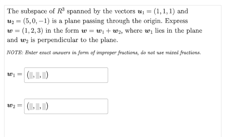 Solved The subspace of R3 spanned by the vectors u1=(1,1,1) | Chegg.com