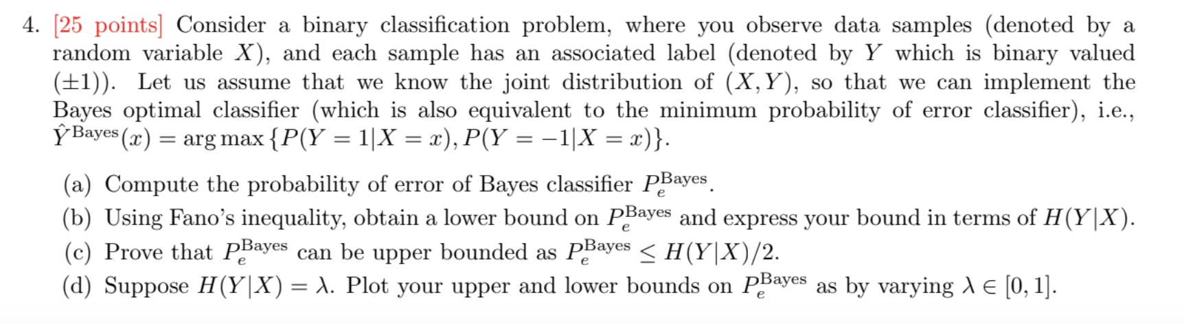 4 25 Points Consider A Binary Classification