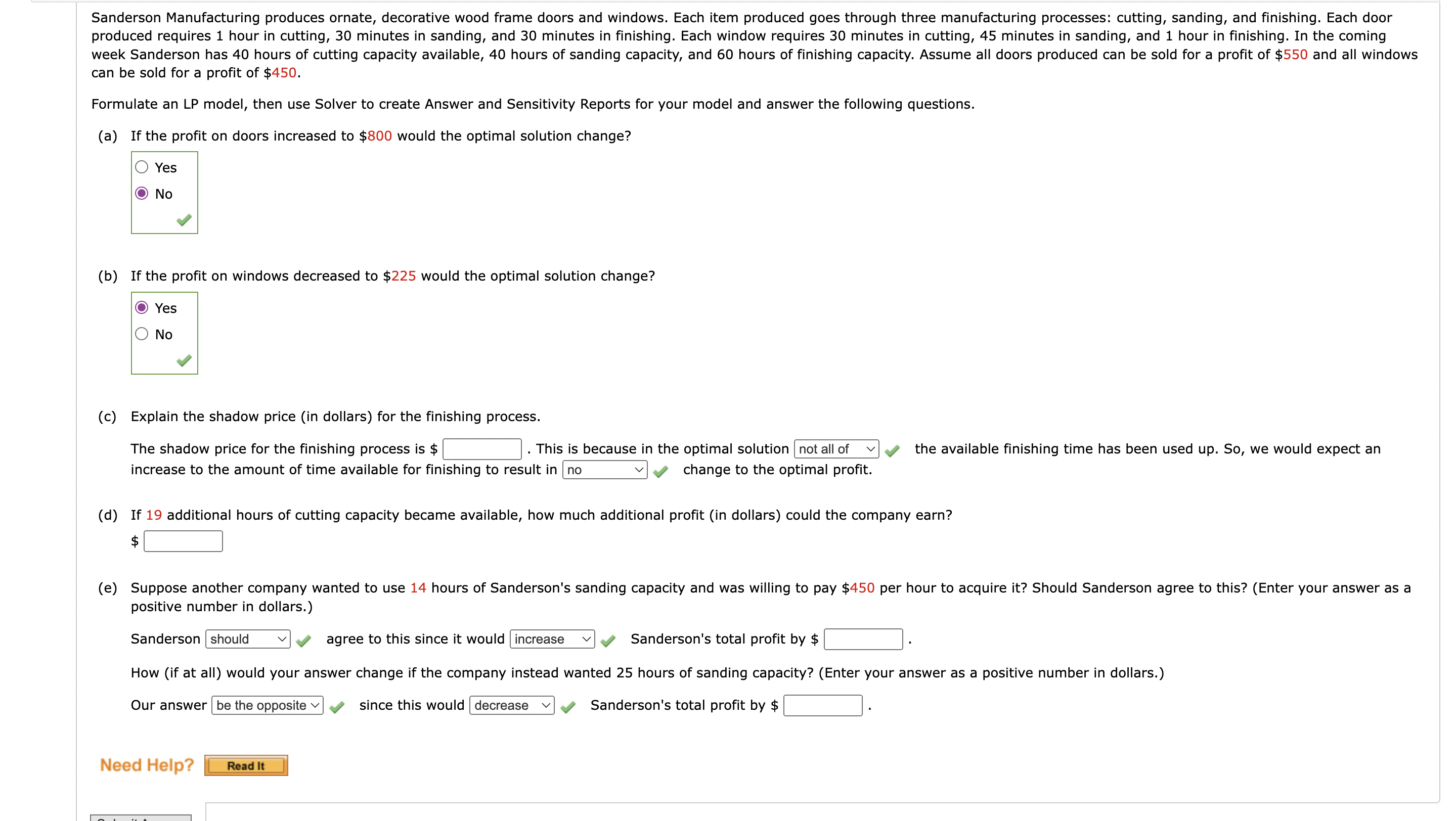 Solved can be sold for a profit of $450. Formulate an LP | Chegg.com