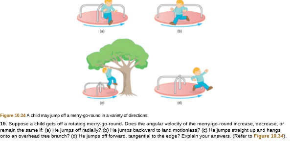 Solved Figure 10.34 A child may jump off a merry-go-round in | Chegg.com