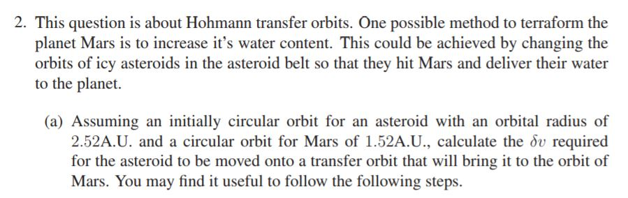 Solved 2. This question is about Hohmann transfer orbits. | Chegg.com