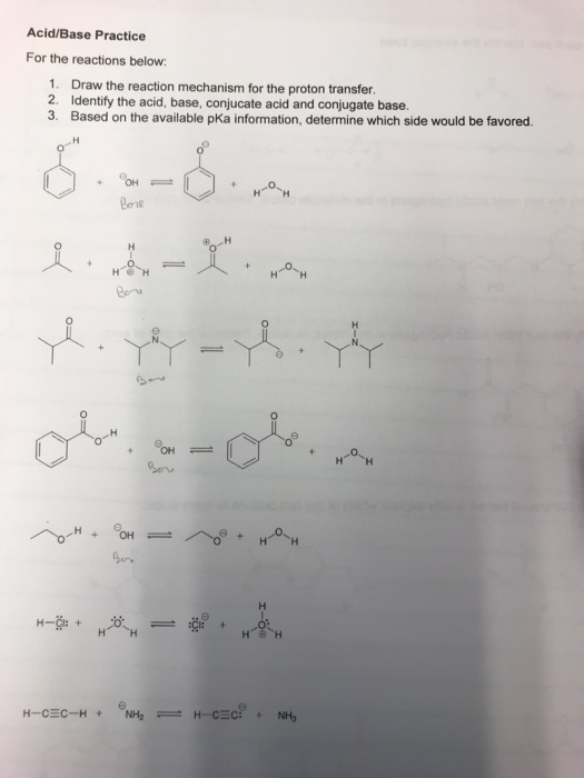 Solved Acid/Base Practice For the reactions below: 1. 2. 3. | Chegg.com