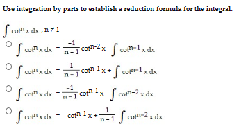 Solved Use integration by parts to establish a reduction | Chegg.com