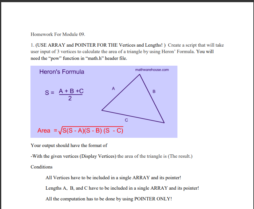 Solved Homework For Module 09. 1. (USE ARRAY and POINTER FOR | Chegg.com