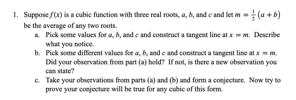 Solved 1. Suppose f(x) is a cubic function with three real | Chegg.com
