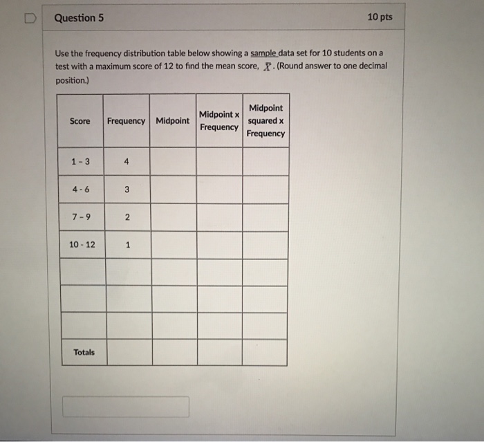 Solved use the frequency distribution table below showing a | Chegg.com