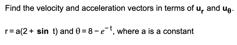 Solved Find the velocity and acceleration vectors in terms | Chegg.com