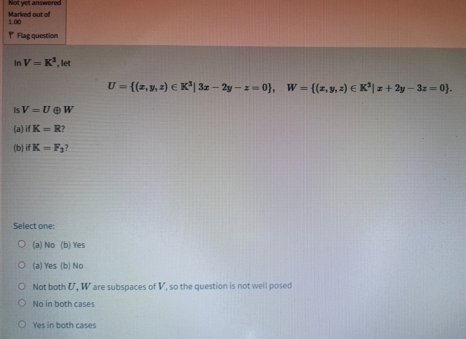 Solved Not yet answered Marked out of 1.00 P Flag question | Chegg.com