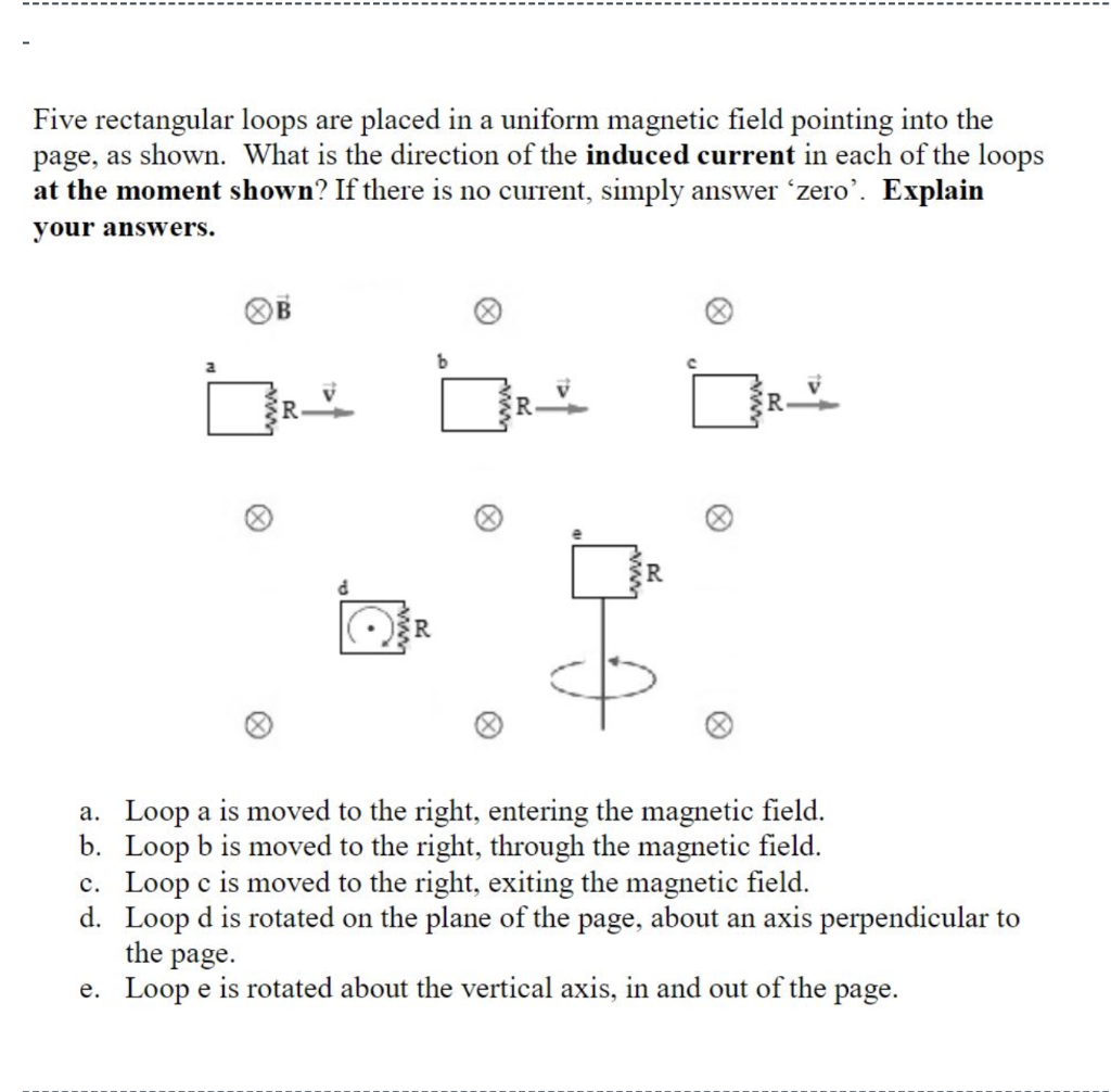 Solved Five rectangular loops are placed in a uniform | Chegg.com