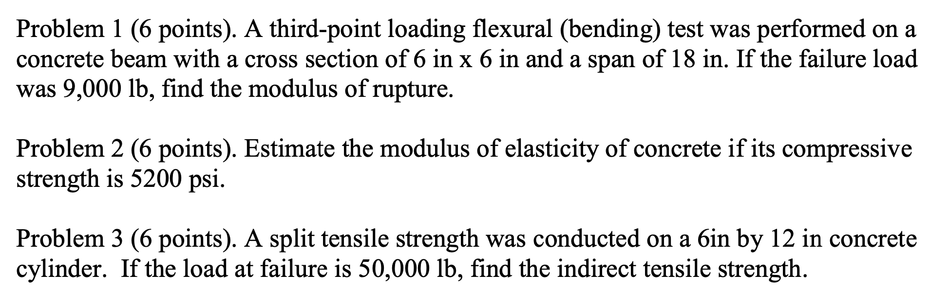 Solved Problem 1 (6 points). A third-point loading flexural | Chegg.com