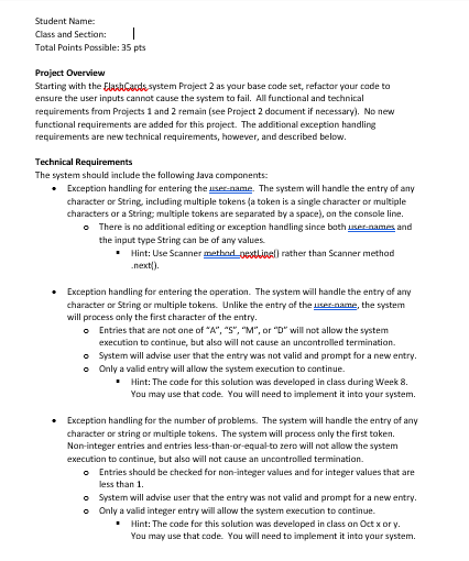 Solved Student Name: Class and Section: Total Points | Chegg.com