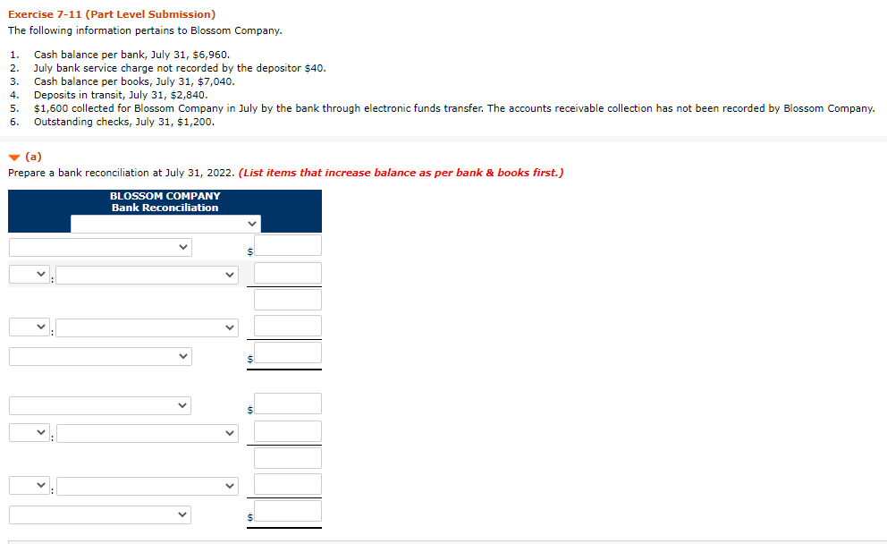 Solved Exercise 7-11 (Part Level Submission) The following | Chegg.com