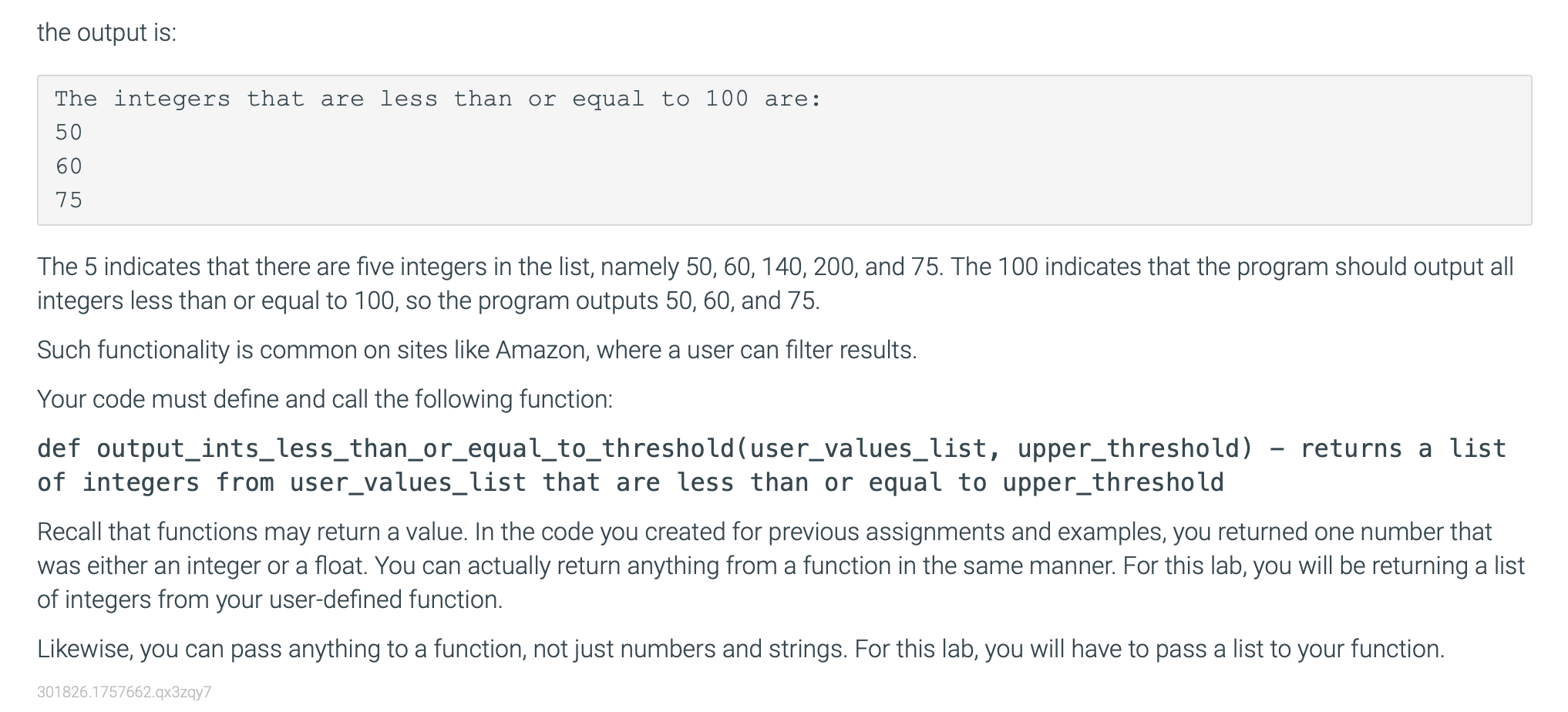 Solved 10.14 LAB 10D: Output values in a list below a user | Chegg.com