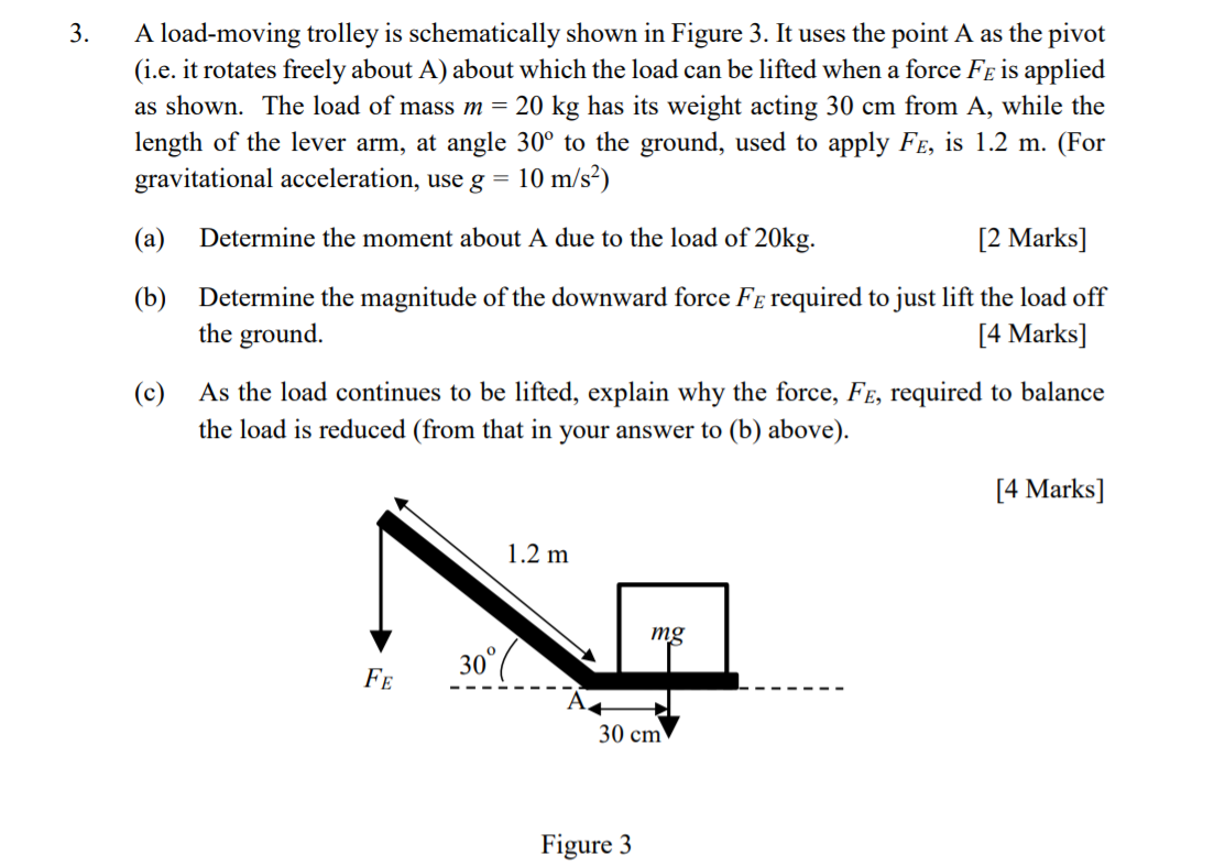 Solved 3. A load-moving trolley is schematically shown in | Chegg.com