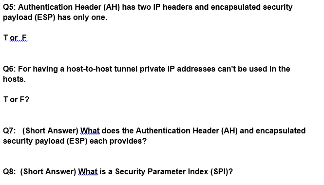 Solved Q5: Authentication Header (AH) has two IP headers and | Chegg.com