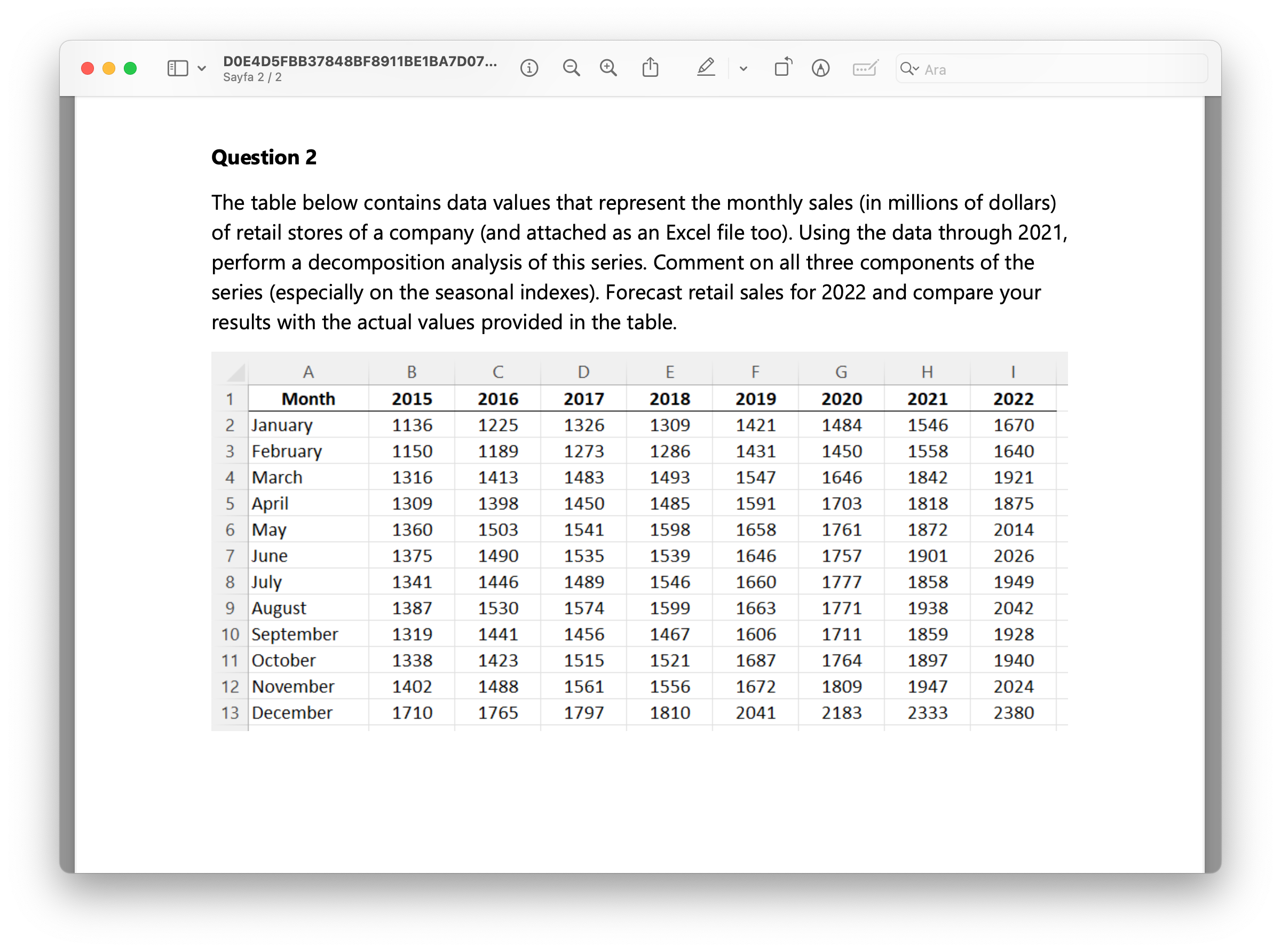 Solved The Table Below Contains Data Values That Represent